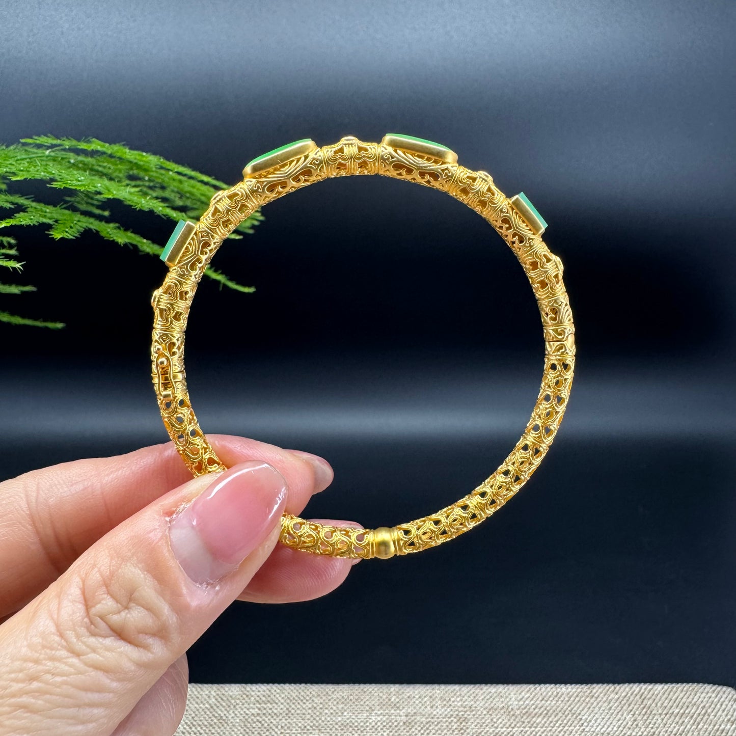 RealJade Luxury 18K Yellow Gold Genuine Green Jadeite Jade Bracelet ...