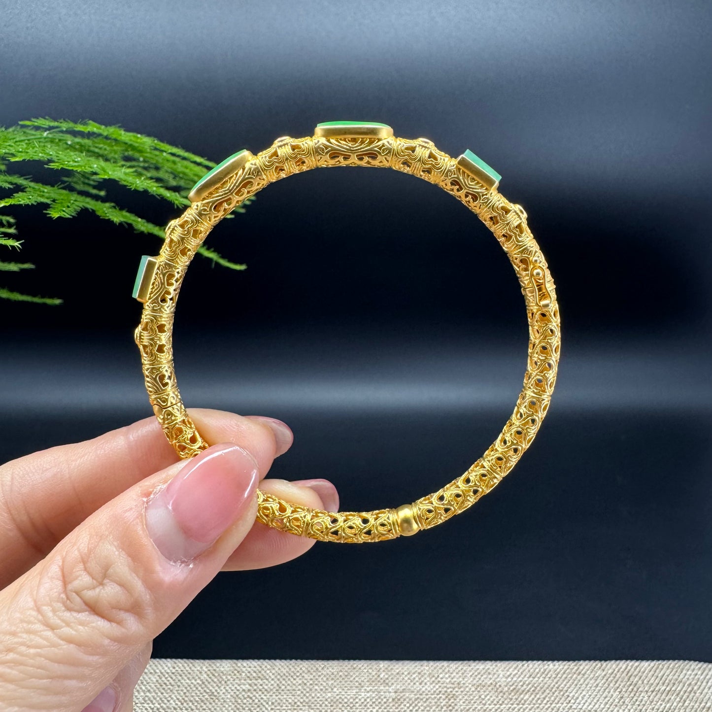 RealJade Luxury 18K Yellow Gold Genuine Green Jadeite Jade Bracelet ...